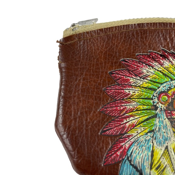 Vintage | Bags | Vintage Embossed Leather Native American Headdress ...